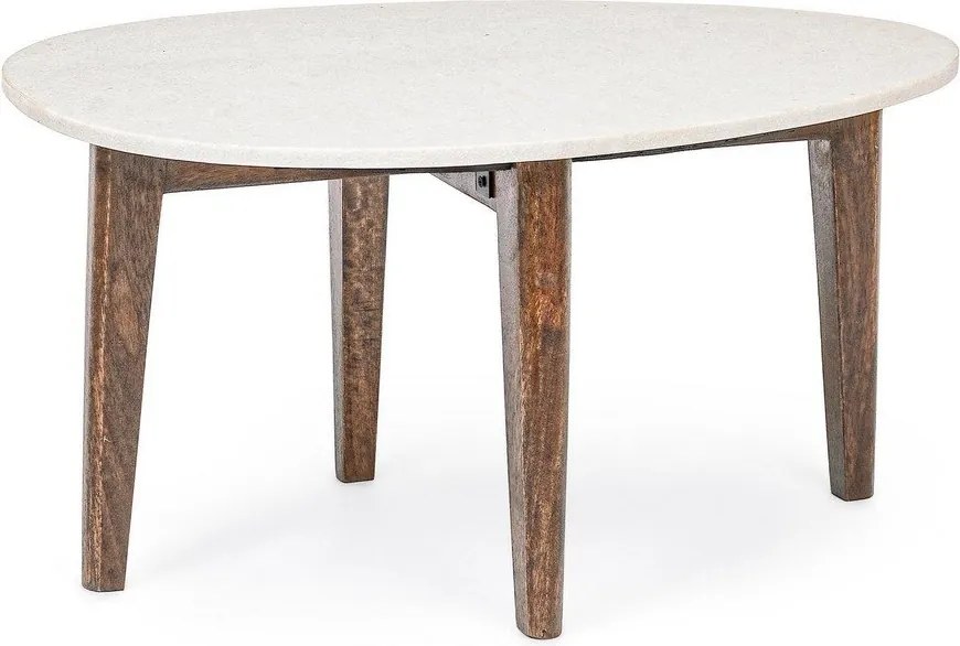 Bílý/v přírodní barvě konferenční stolek s mramorovou deskou 50x70 cm Sylvester – Bizzotto