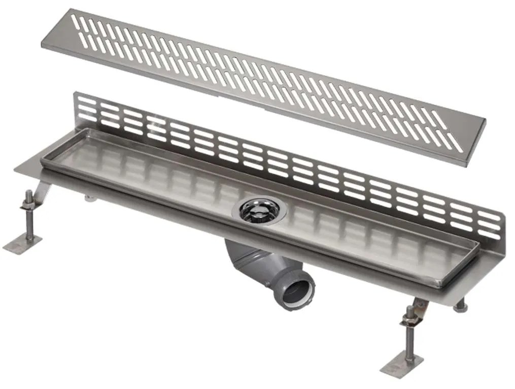 Sanela - Sprchový žlab ke stěně, délka 85 cm, lesklá nerez SLKN 18D