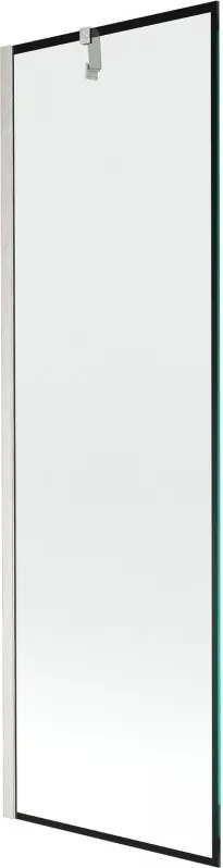 Mexen Next, 1-křídlová vanová zástěna 60 x 150 cm, 6mm čiré sklo - černý vzor, ocelová, 895-060-000-00-70-97