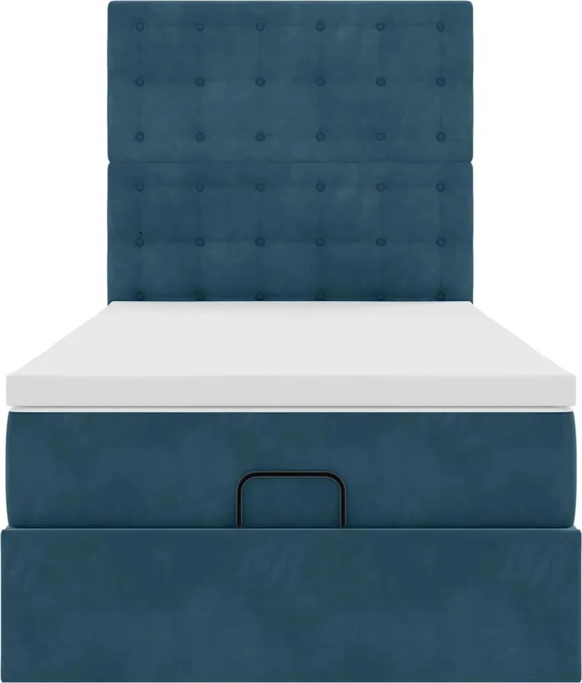 Osmanský rám postele s matracemi tmavě modrá 100x200cm samet 3313599