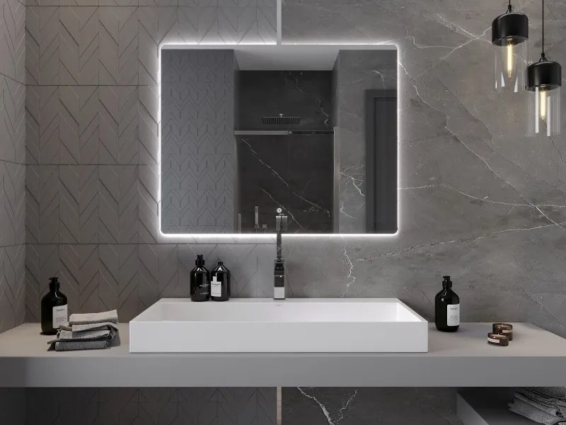 Mexen Sun, LED koupelnové zrcadlo s podsvícením 100x80 cm, 6000K, ochrana proti zamlžování, 9807-100-080-611-00