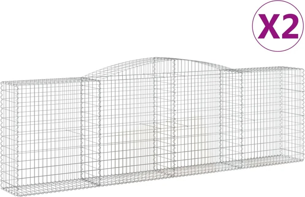 Klenuté gabionové koše 2 ks 400x50x120/140cm pozinkované železo 3147009