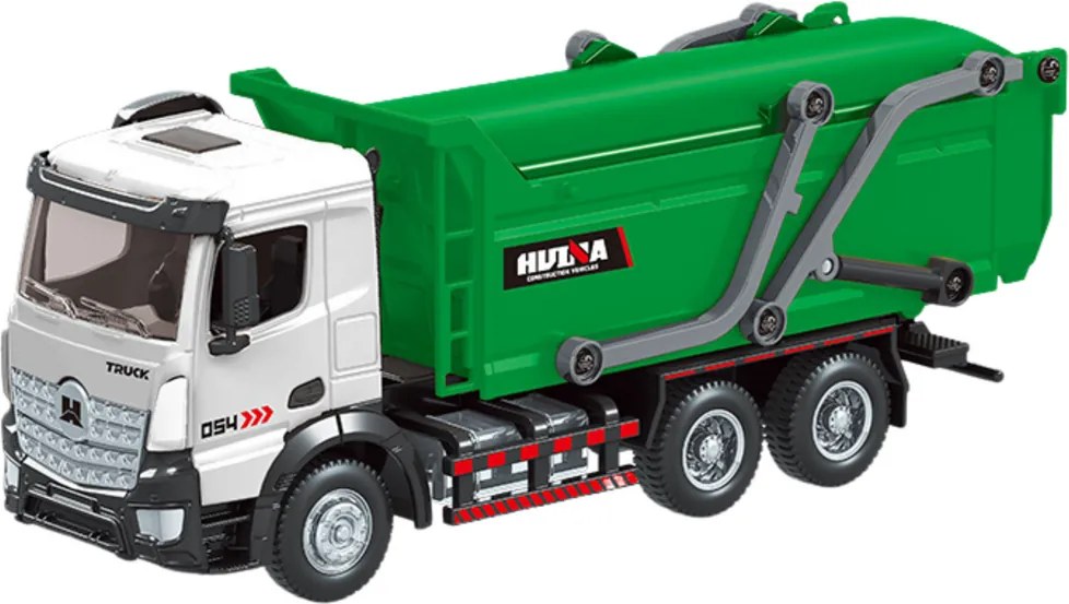 Popelářské auto kovové pohyblivé Huina zelené 1:50