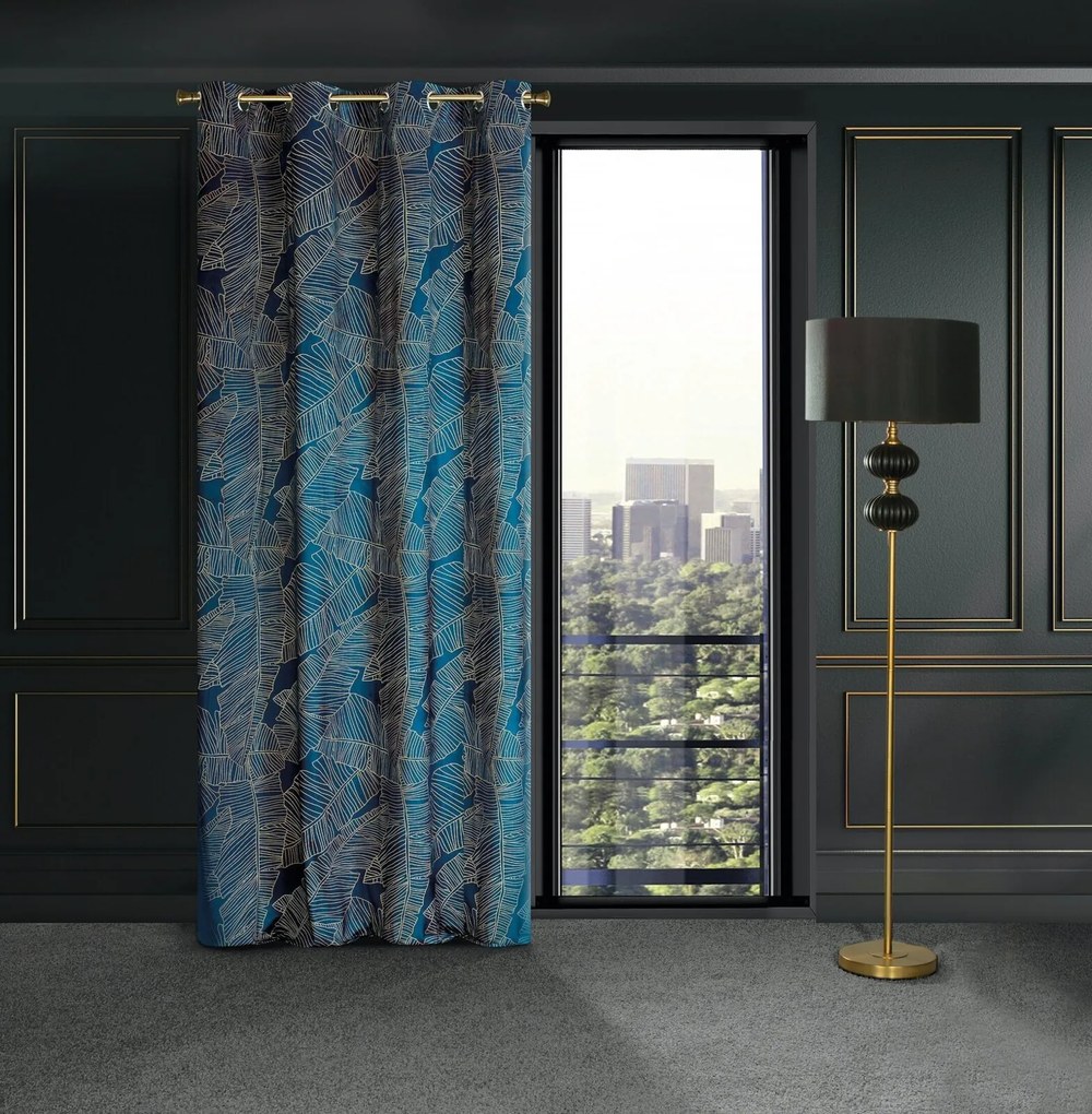 ZATEMŇOVACÍ ZÁVĚS NA KROUŽCÍCH LIMITED COLLECTION MUSA2 140X250 CM TMAVĚMODRÁ