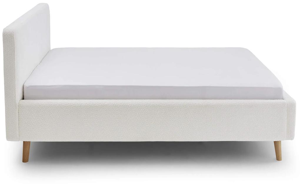 Dvoulůžková postel taupe 140 x 200 cm fleece bílá MUZZA