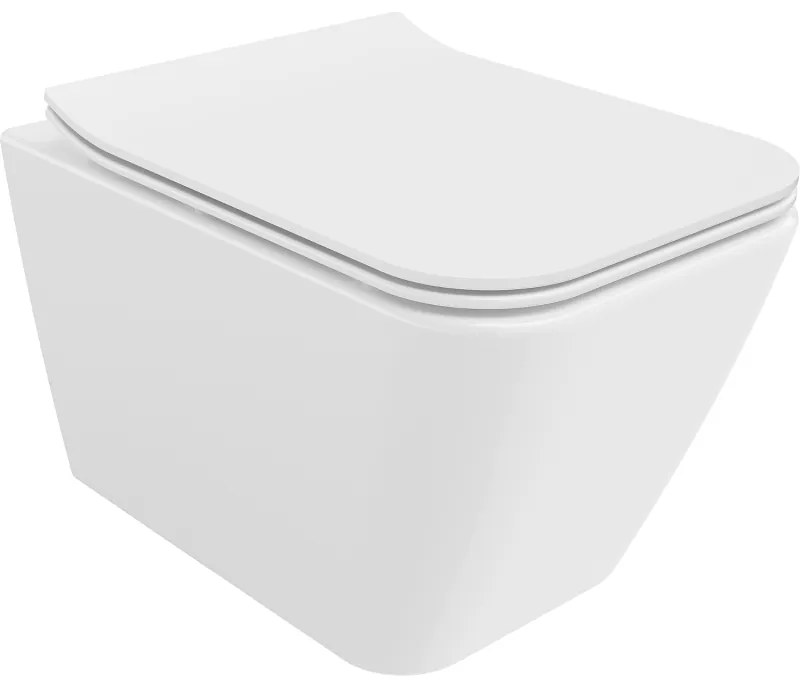 Mexen Cube WC mísa Rimless s pomalu padající deskou slim, duroplast, Bílá - 30924000