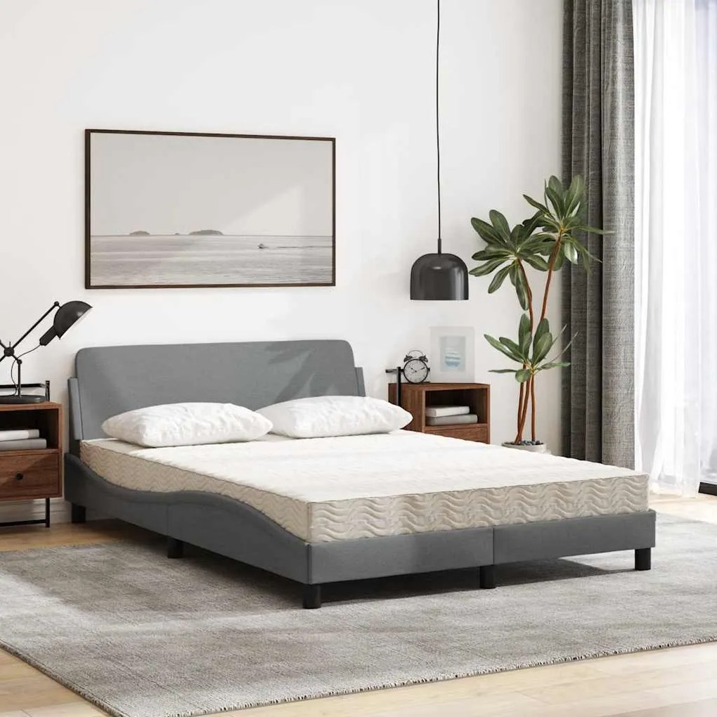 Postel s matrací Dover světle šedá 120 x 200 cm textil 3208364