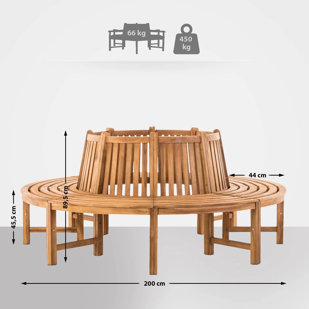 Lavice kolem stromu Novum kulatý 200 cm – teaková
