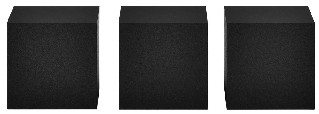 [en.casa]® Třídílná sada designových polic na zeď - černá - model 14