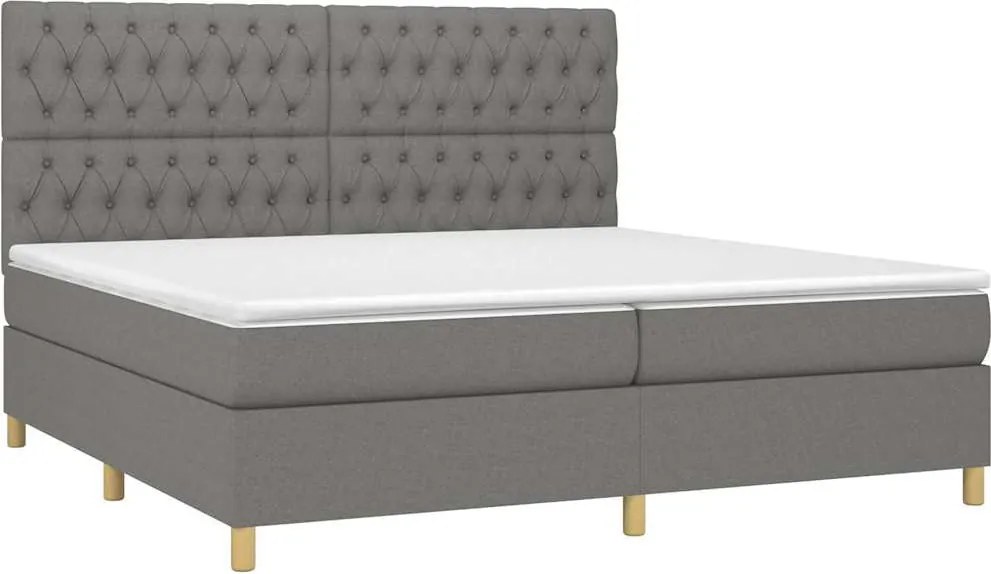 Box spring postel s matrací a LED tmavě šedá 200x200 cm textil 3135702