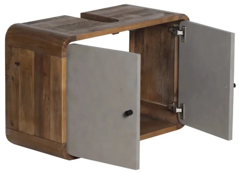 furniture-nabytek.cz - Masivní sada koupelnového nábytku Dingora z recyklované borovice a MDF, lakovaná, přírodní / šedá