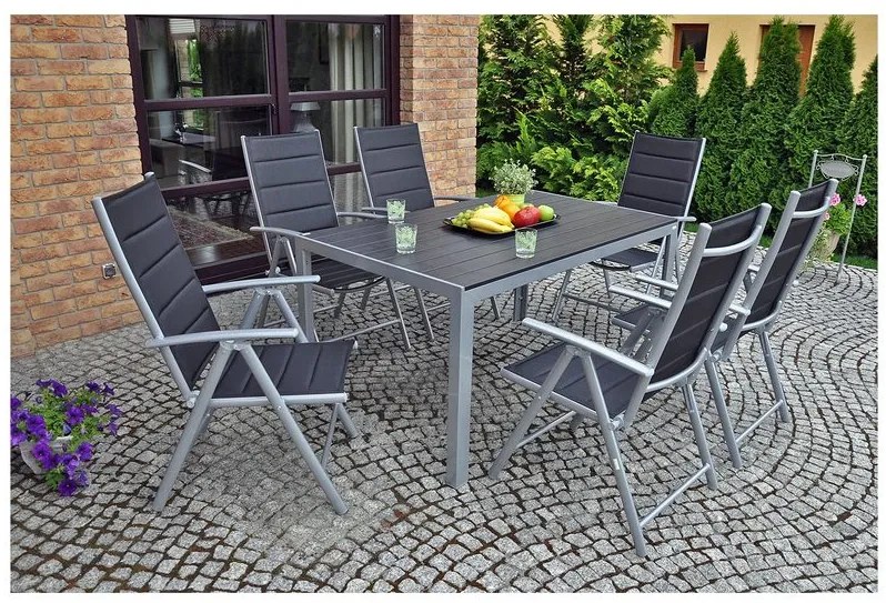 Home Garden Zahradní set Ibiza se 6 židlemi a stolem 150 cm, černý