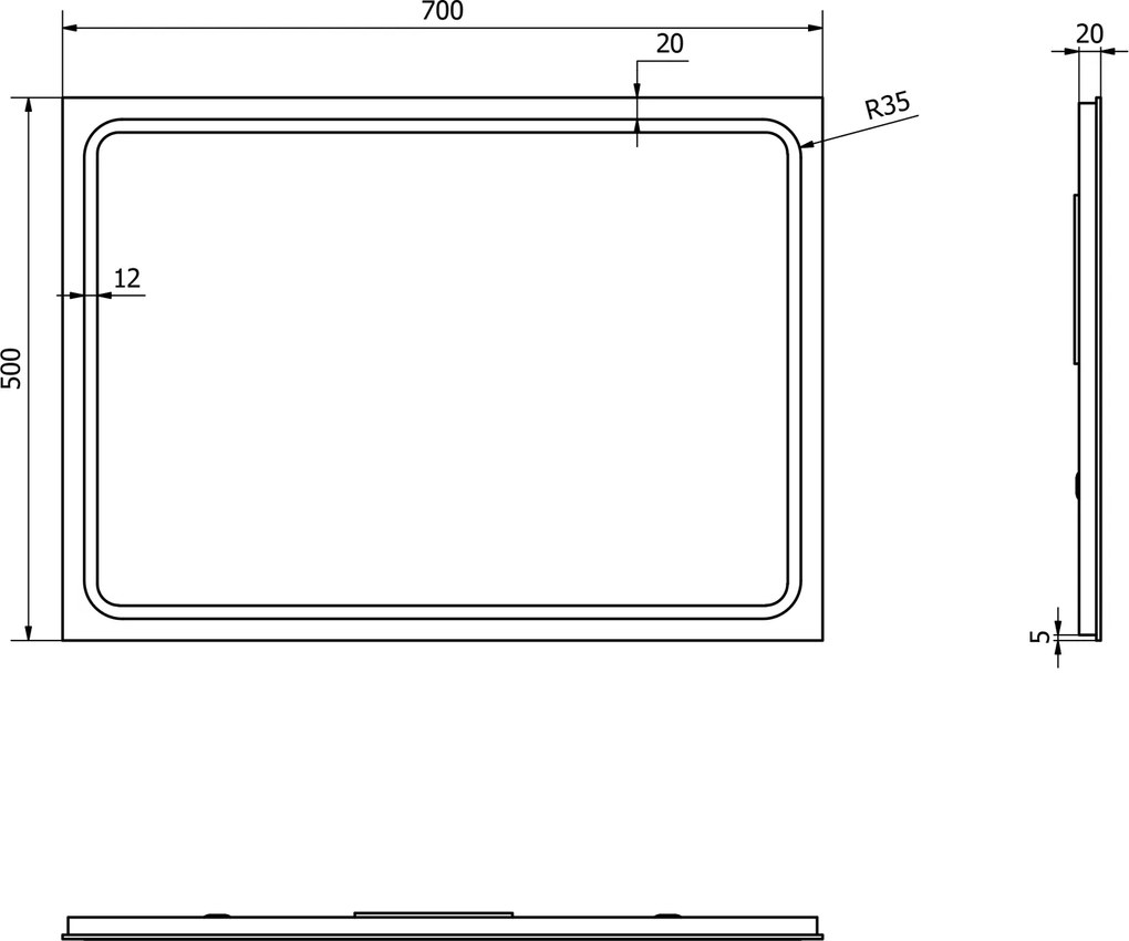 Sapho, GEMINI LED podsvícené zrcadlo 500x700mm, GM050