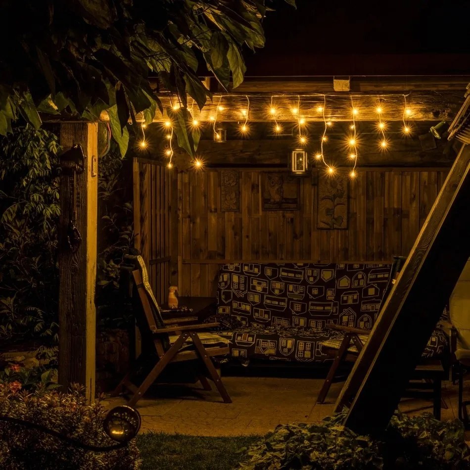 Hobby Line interiér LED rampouchy, světelné, 200 × 50 cm, teple bílá, 40 diod, čirý kabel, IP20, prodlužovací