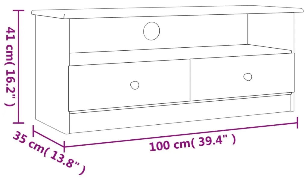 TV skříňka se zásuvkami ALTA bílá 100x35x41 cm masivní borovice - Default Title