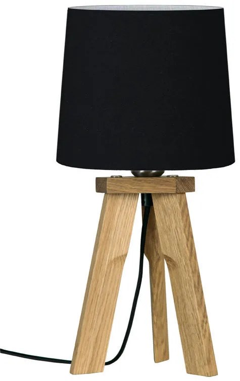 Herzblut 11410.20 Tre, stolní lampa z olejovaného dubu, černé stínítko, 1x30W E27, výška 42cm