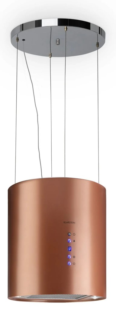 Klarstein Ostrovní digestoř Barett Ø 35 cm, recirkulační provoz, 522 m³/h, LED osvětlení, filtr s aktivním uhlím