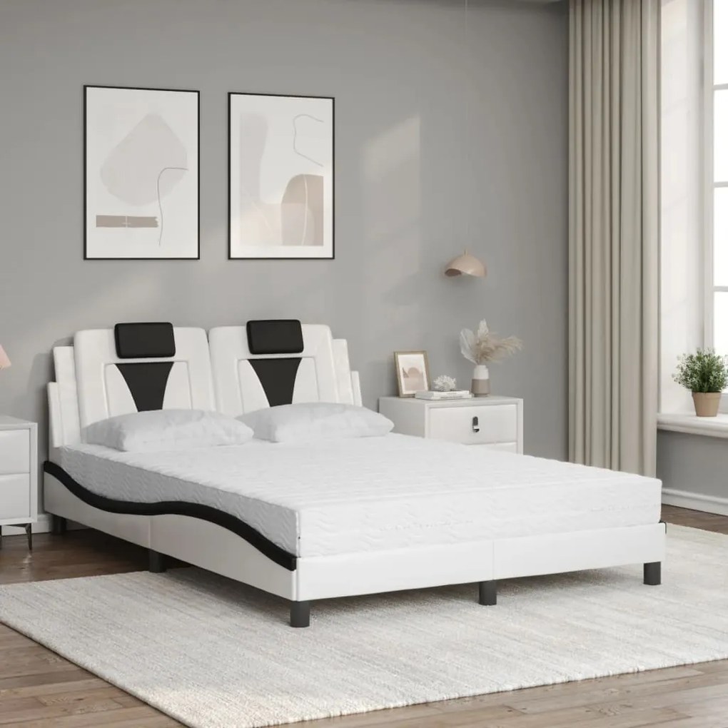 Postel Viana s matrací bílá a černá 140 x 200 cm umělá kůže 3208802