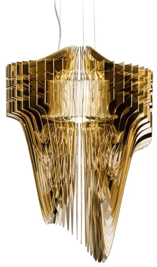 Slamp Aria M Gold, závěsné svítidlo od Zaha Hadid, 3+1 LED E27, Ø60x90cm