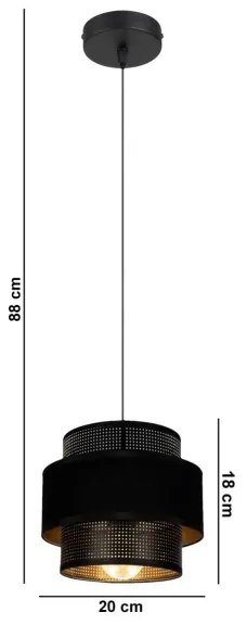 Lustr na lanku NESS 1xE27/60W/230V černá
