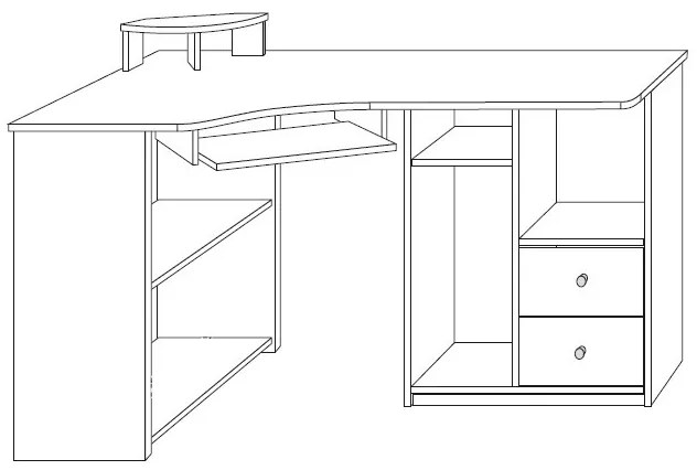 Rohový psací stůl Tanga, dub sonoma/bílá