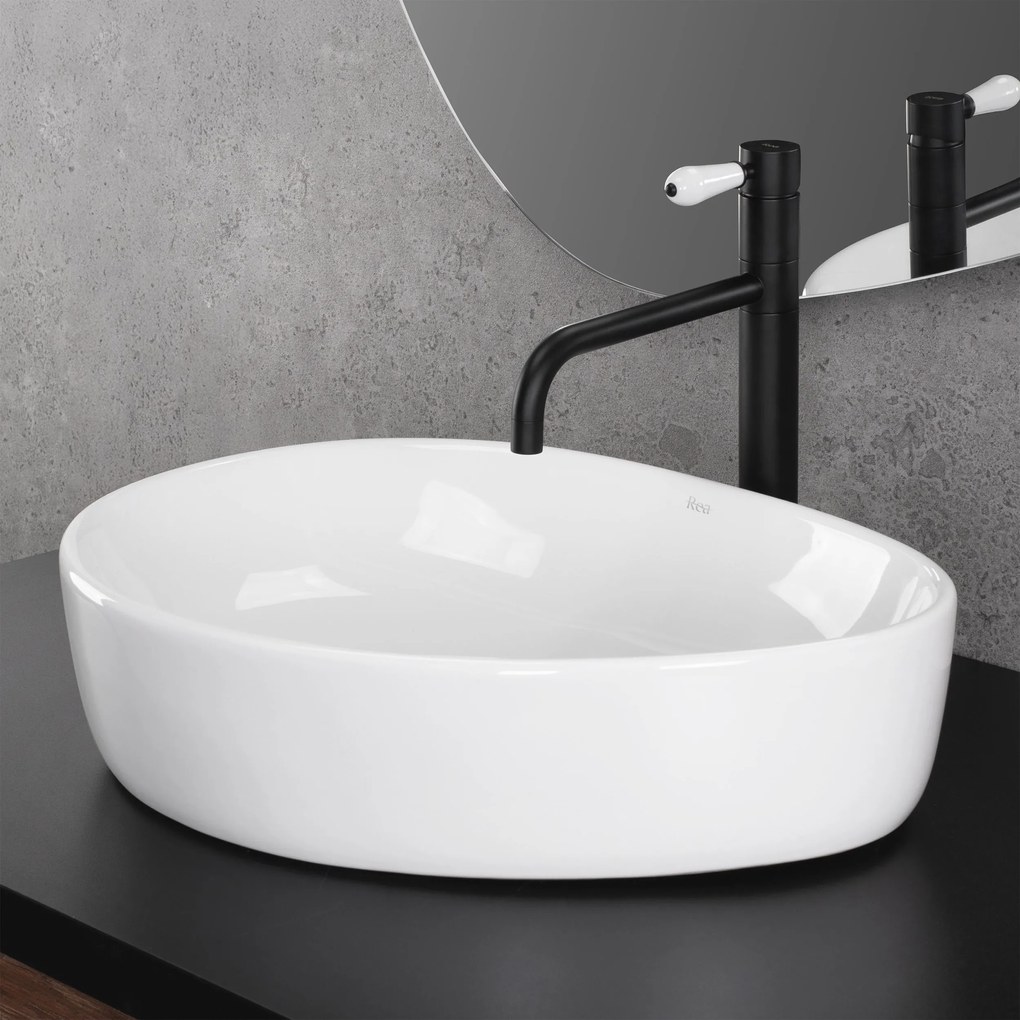 Rea Vanila, umyvadlo na desku 510x400x130 mm, bílá lesklá, REA-U8422