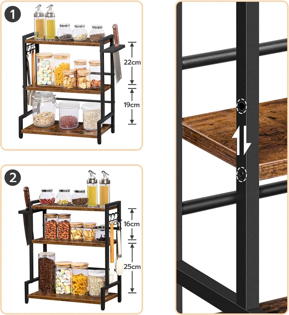 Stolní kuchyňský regál Vasagle Noby 43 cm hnědý/černý