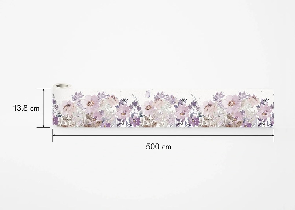Samolepící bordura na zeď Fialový Akvarelový Květ | 5 m x 13.8 cm | DWB8481