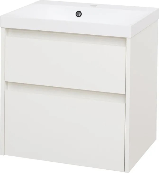 Mereo Mereo, Opto, koupelnová skříňka s umyvadlem z litého mramoru 61 cm, bílá, dub, bílá/dub, černá, CN910M
