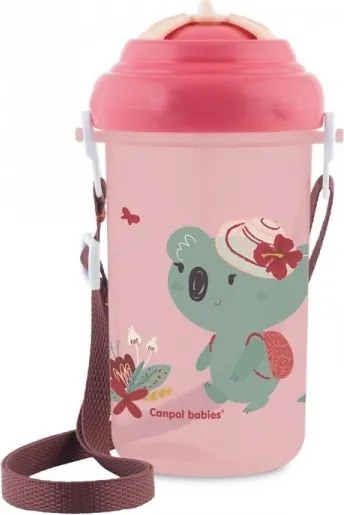 Canpol babies Sportovní láhev se slámkou Adventure - Koala růžová