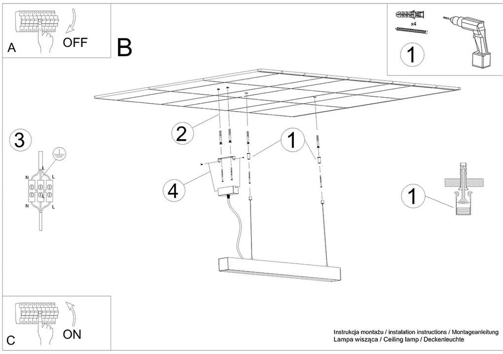 Závěsné LED svítidlo Pinne 200, 1x LED 50w, 4000k, b