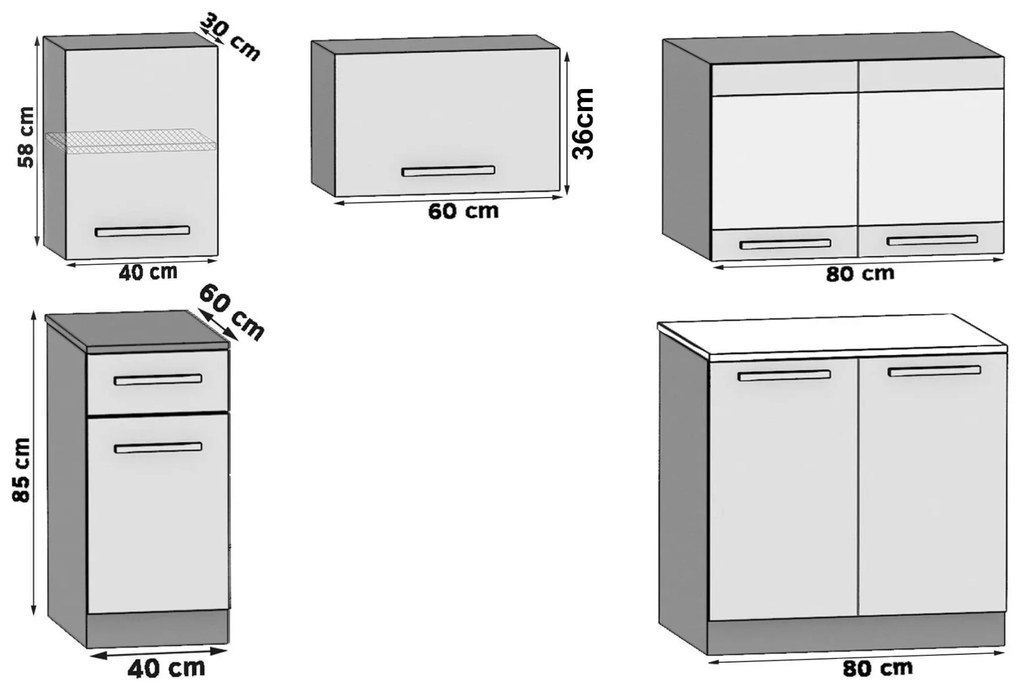 Kuchyňská linka Belini 180 cm dub sonoma s pracovní deskou Superuniqa2  TOR SUPERUNIQA2/4/WT/DS/0/B1