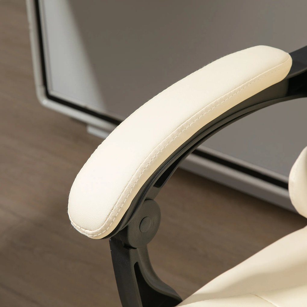 Kancelářská židle HOMCOM s podnožkou, výškově nastavitelná kancelářská židle s funkcí náklonu a područkami, koženka, ergonomická