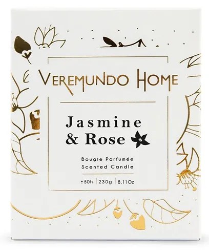 VEREMUNDO HOME Vonná svíčka Paris Jasmine Rose, 230 g, bílá 10101