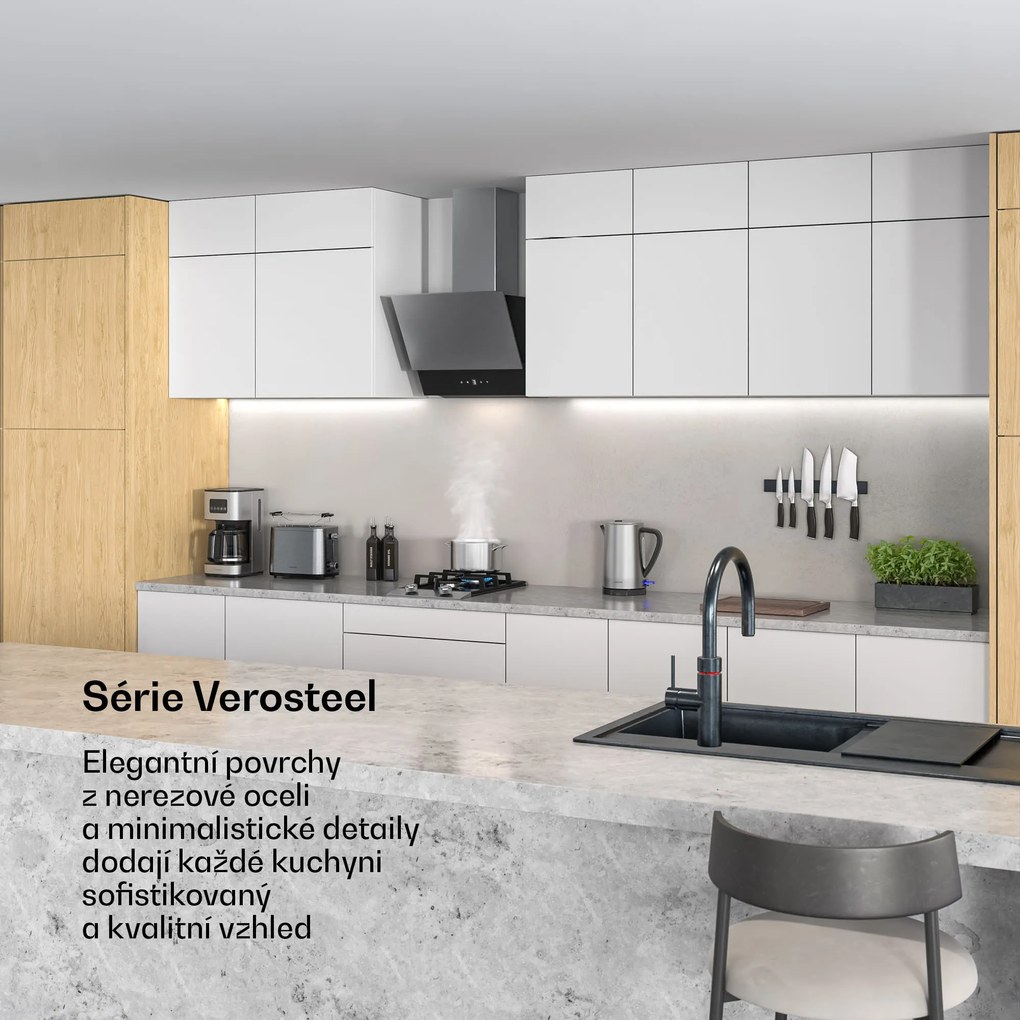 Klarstein Verosteel digestoř | Elegantní, minimalistická, výkonná | Třída energetické účinnosti A | 624 m³/h | 45 cm
