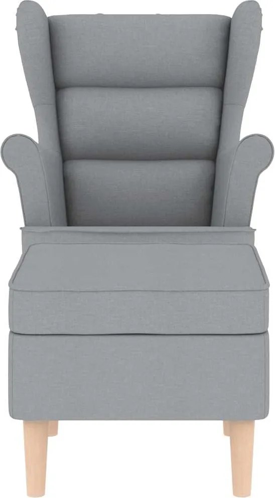 Křeslo s podnožkou světle šedé textil 3307989