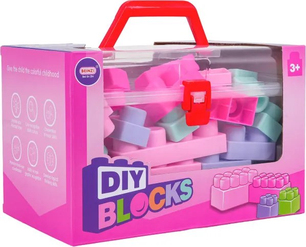 Sada měkkých stavebních kostek růžová 40 ks