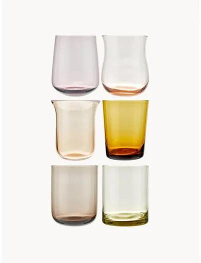 Sada ručně foukaných sklenic v různých tvarech a barvách Diseguale, 6 dílů
