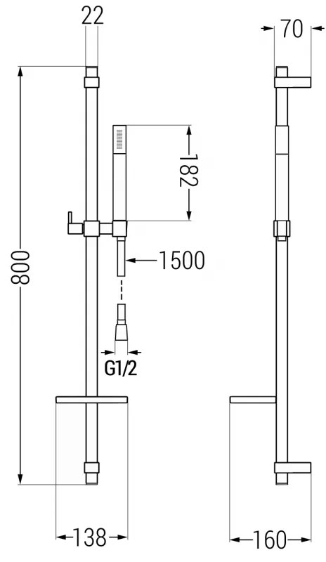 Mexen DQ70 posuvný sprchový set, Zlatorůžová - 785704581-60