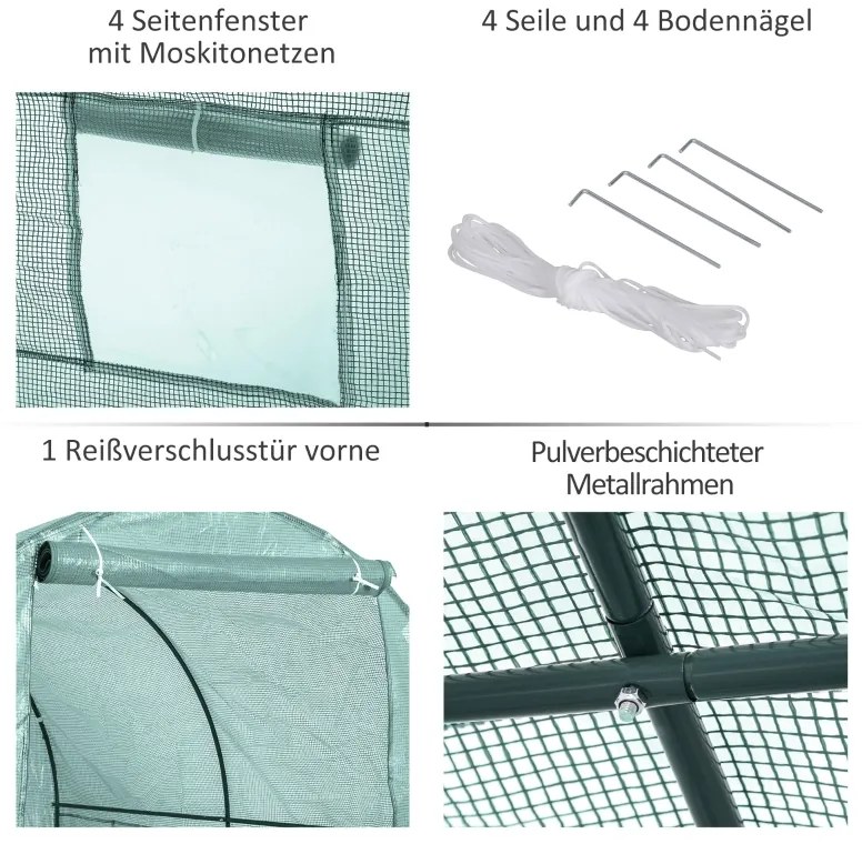 PEPU Skleník fóliovník s obloukovou střechou pro pěstování rostlin  245 x 200 x 198 cm