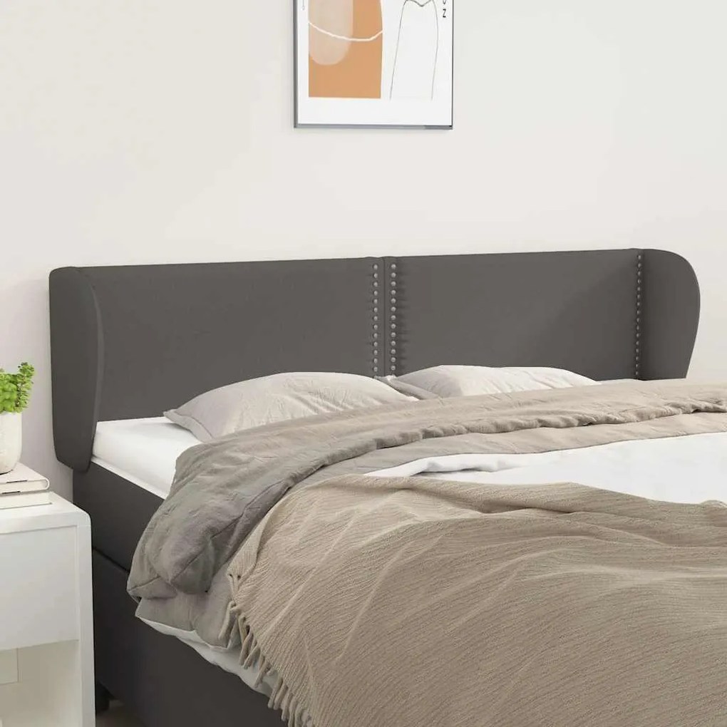 Čelo postele typu ušák šedá 147x23x78/88 cm umělá kůže 3117098