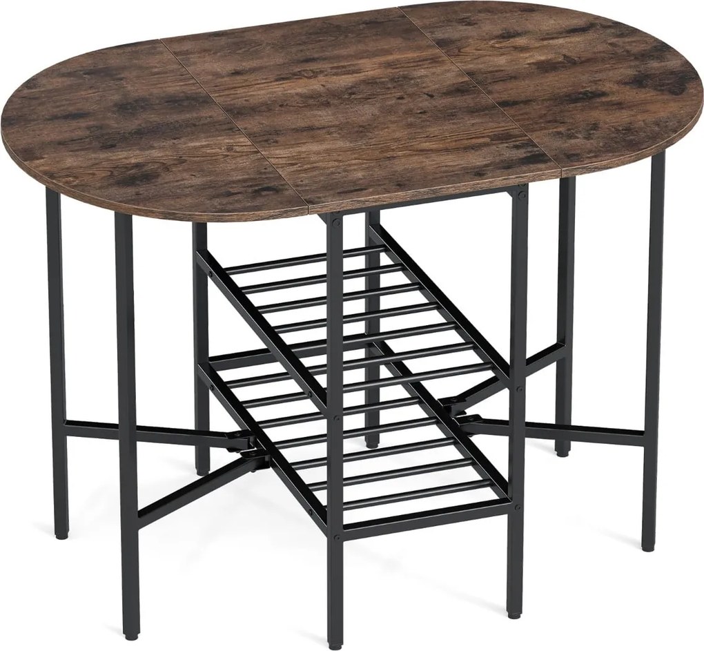 Costway Skládací jídelní stůl s 2 otevřenými policemi pro 4 osob