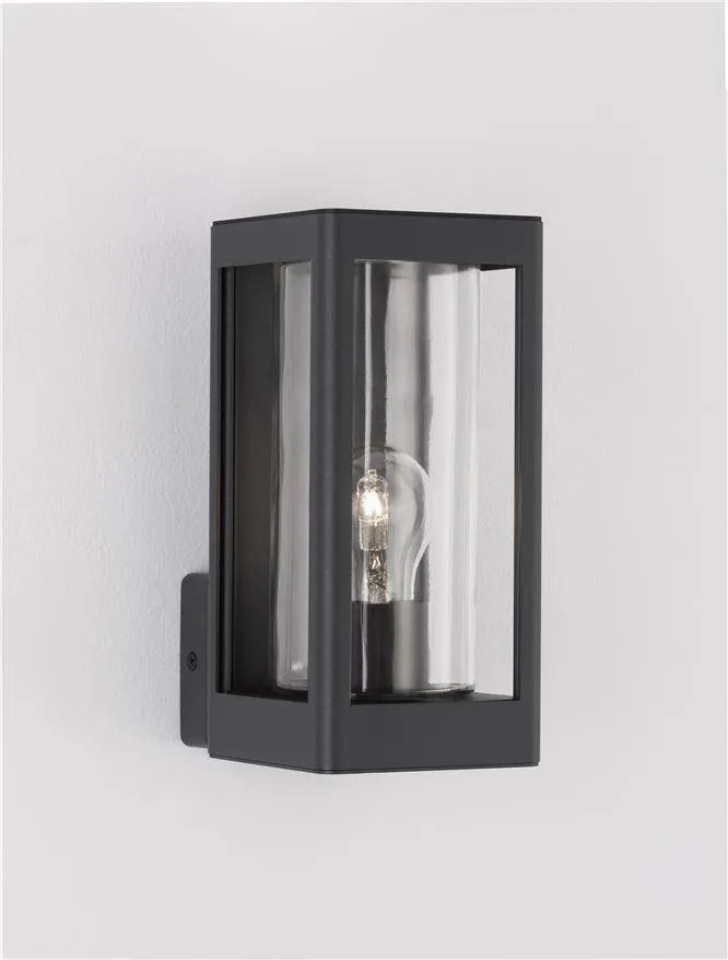 NV 9060192 Venkovní nástěnné svítidlo FIGO tmavě šedý hliník a čiré sklo E27 1x12W 220-240V bez žárovky IP54 - NOVA LUCE