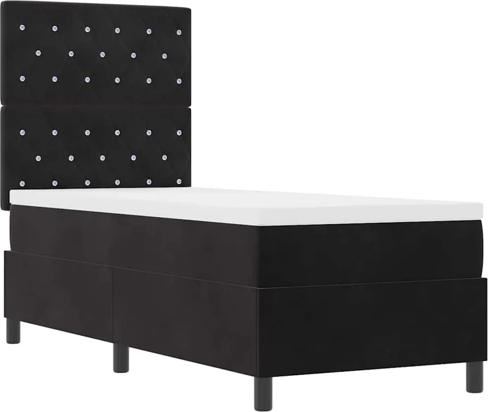 Postel s boxspringem s matrací s čelo Černý 80 x 200 cm samet 3339730