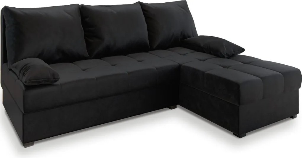 Rohová rozkládací sedací souprava do L CELESTE, 200 cm, s úložným prostorem Roh pohovky: Levý roh, Barva látky Kronos: Černá (Kronos 07)
