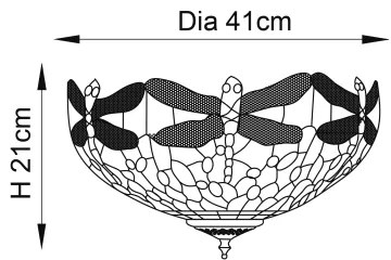 Endon 70722 - Stropní svítidlo Tiffany DRAGONFLY 2xE27/60W/230V pr. 41 cm