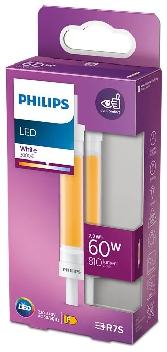 Philips 8719514303812 led žárovka 7,2w/60w | r7s | 810lm | 3000k