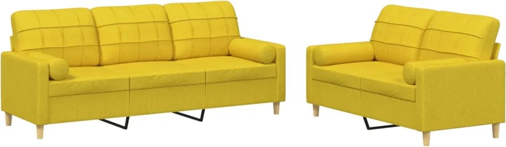 2dílná sedací souprava s polštáři světle žlutá textil 3201327