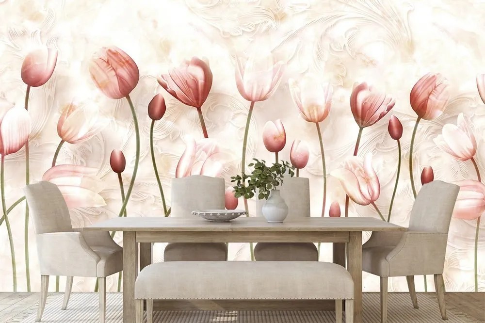 Tapeta starorůžové tulipány - 225x270