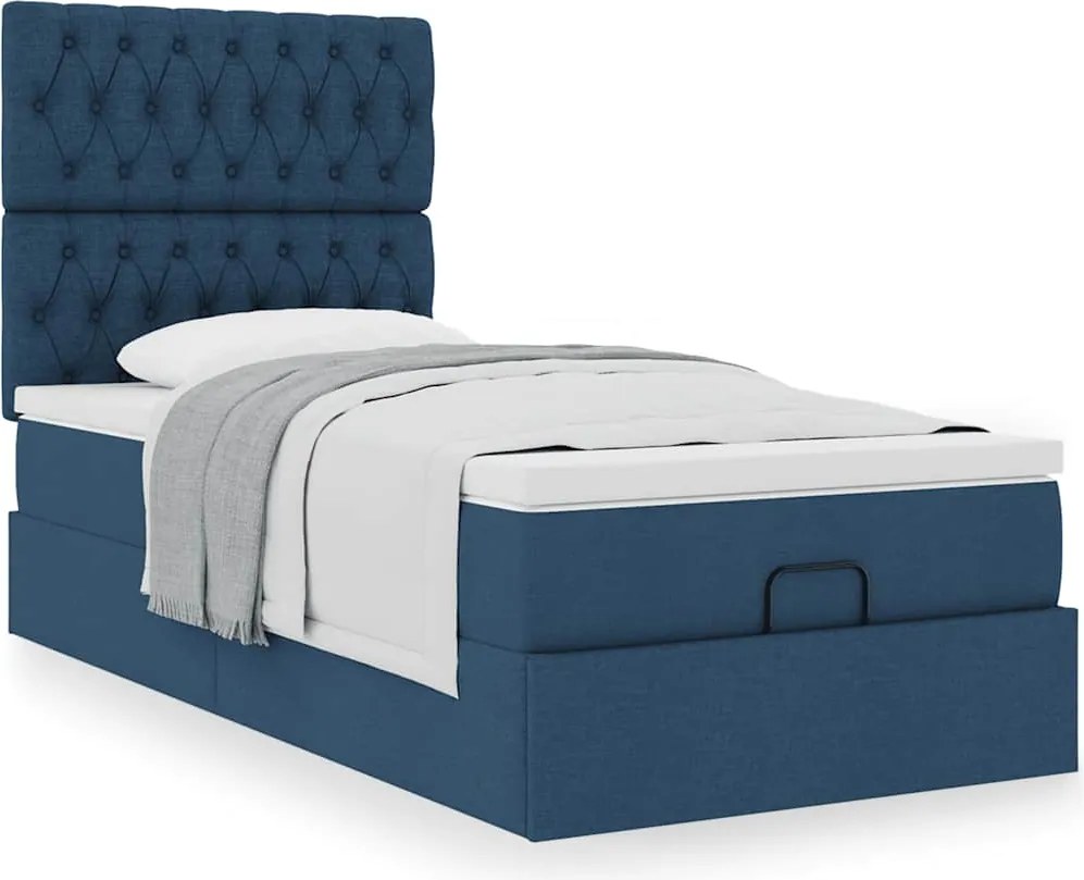 Osmanský rám postele s matrací modrá 90x190cm textil 3313208